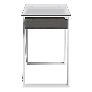 Elle Décor Lara 42"W Writing Desk, Cool Gray/Snow White