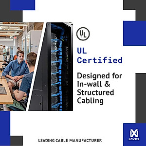 JAVEX 23AWG CAT6 UL Certified [1000 Feet] Solid Bare Copper 600MHz, PoE++ up to 100W, ETL Listed, TAA Compliant, UTP Ethernet Bulk Cable, Blue