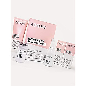 Acure Seriously Soothing Starter Kit - 100% Vegan & For Dry to Sensitive Skin, Includes Cleansing Cream, Cloud Cream, & Day Cream, Serum Stick & Blue Tansy Night Oil, 5 Count
