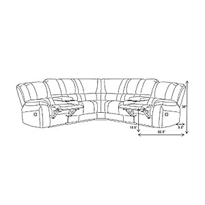 EMKK Home Power L-Shape Sectional Sofa Reclining, Modern Upholstered PU Leather Extra Wide Lounge Couch with Consoles,4 Cup Holders and Storage,Fabric Sofá for Living Room Apartment, b-Black Large