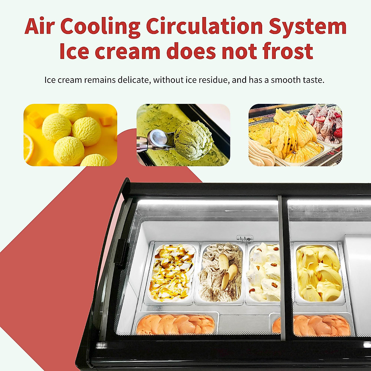 Yovtekc Countertop Gelato Display Freezer, Commercial Hard Ice Cream Showcase with 6 Square Storage Baskets, Gelato Freezer Showcase Fast Cooling with LED Light, White