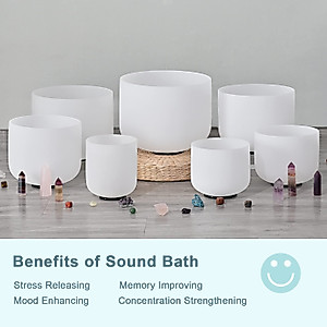 CVNC 432HZ 7-12 Inch Set Of 7 Pcs Frosted Quartz Crystal Singing Bowls With 2 Pcs Carrying Case bag Sound Healing
