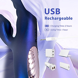 Rabbit Vibrator Sex Toy for Women - ZEMALIA Dildo Clitoral Vibrators with 10 Vibrations + Warming Function Clitoris and G Spot Double Stimulation Personal Massager - Adult Sex Toys for Women, Couple