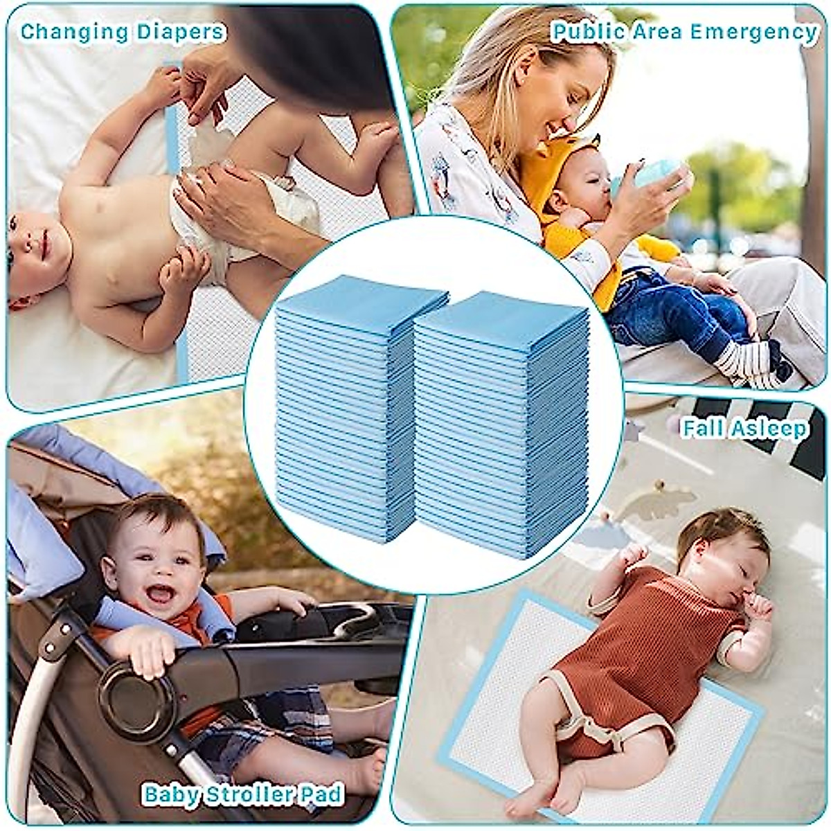 100 Pack Disposable Changing Pad,High Absorbent Diaper Changing Pads,Waterproof Leak Proof Baby Disposable Underpads Incontinence Bed Pads,Breathable Chucks Pads for Adult Child Baby Pets,18X24inch