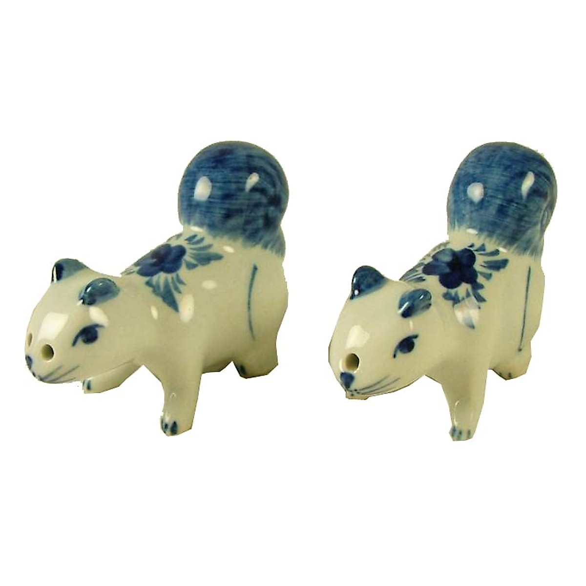 Porcelain Blue and White Squirrel Salt and Pepper Shaker
