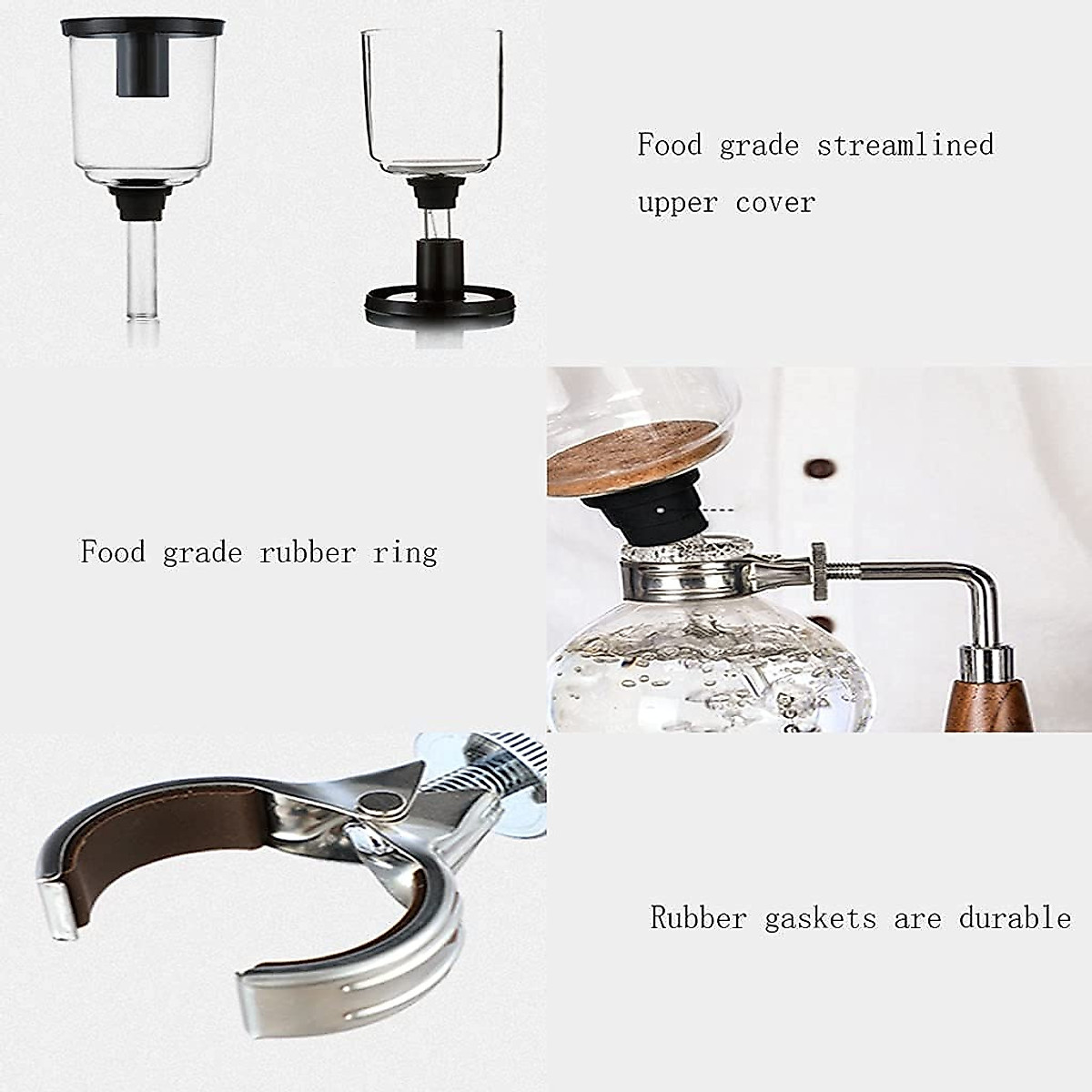 Coffee Maker Glass Siphon Coffee Maker Heat-Resistant Glass Manually Coffee Brewer Hot Tea Maker Machine for Home Office 3 Cup Cold Brew Maker (Color : Brown) (Color : Black)