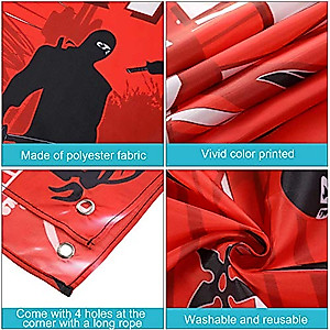 Ninja Themed Birthday Party Supplies Ninja Party Favors Decorations Warrior Birthday Banner Ninja Birthday Backdrop for Boys Happy Birthday Wall Hanging 70.8 x 43.3 Inch