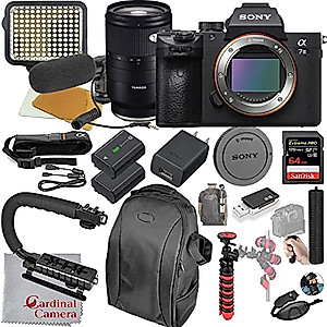 Sony a7 III Mirrorless Digital Camera with Tamron 28-75mm Lens Video Bundle + LED Video Light + Microphone + Extreme Speed 64GB Memory(20pc Bundle)