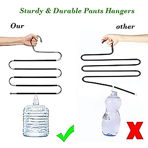 S-Shape Pants Hangers Space Saving Trousers Hangers 4 Pack, 5 Layer Stainless Steel S-Shape Trousers Hangers