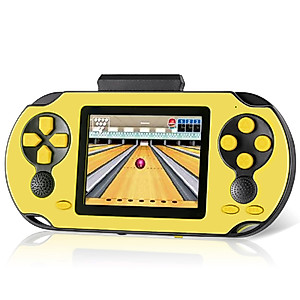 TaddToy 16 Bit Handheld Game for Kids Adults, 3.0'' Large Screen Preloaded 230 HD Classic Retro Video Games with USB Rechargeable Battery & 3 Game Cartridges for Birthday Gift for Kids 4-12 (Yellow)