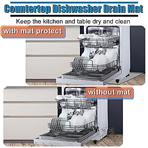 Dishwasher Drain Pan Mat, Portable Dishwasher Silicone Mat with Raised Edge, Small Dishwashers Drip Pan Dishwashers Tray for Leaks, Non-Slip Waterproof Protector Pad, 23.6''x23.6''