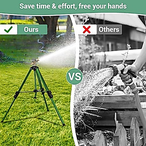 Tripod Sprinklers for Yard, Yumatum Lawn Sprinkler with 360 Degree Large Area Irrigation, Heavy Duty Adjustable Height from 16”-37”, 3/4 Inch Connector Sprinkler for Lawn/Yard/Garden, 1 Pack