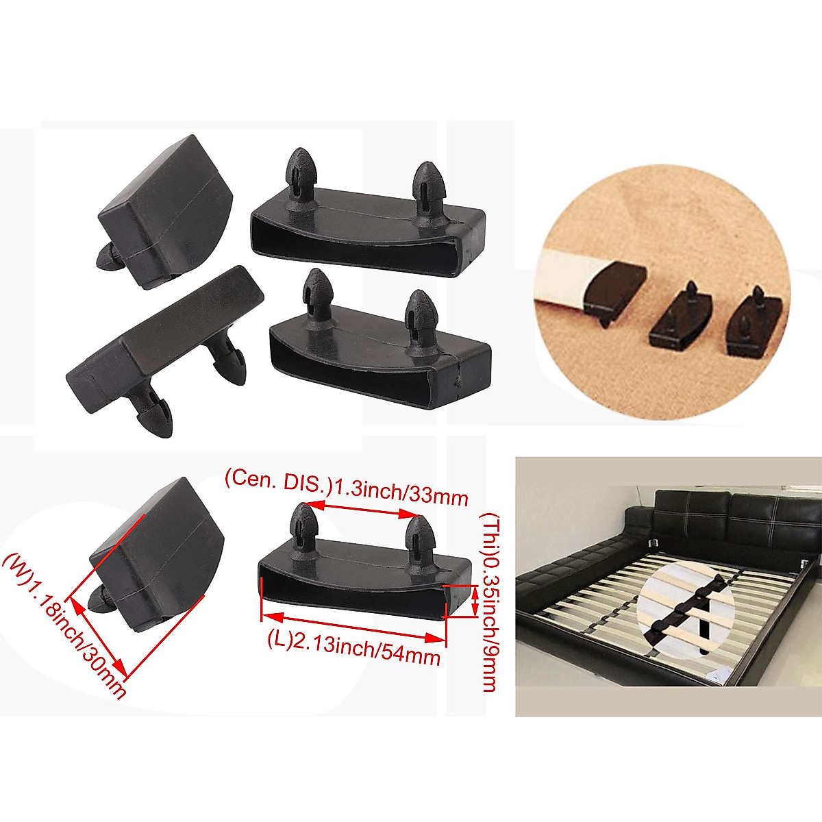 BQLZR Bed Slat End Caps Holders Replacement for Holding Wooden Slats Bed Base Plastic Pack of 50