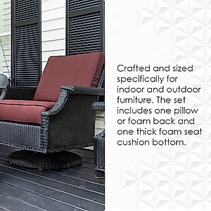 RSH DECOR: Deep Seating Foam Loveseat Cushion Set | 46” x 26” Loveseat | All-Weather Spun Fabric | Outdoor Foam Settee and Back Cushions for Patio Furniture | Gregoire Fresco