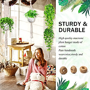 IGaiety Macrame Plant Hanger,7 Pack Plant Hanger Indoor Hanging Macrame Planters with 7Pcs Ceiling and S Hooks-Handmade Macromay Plant Hanger Outdoor Macrame Plant Holder for Boho Home Decor