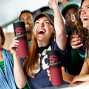 Sanfrancisco Classic Stainless Steel Tumbler with Lid and Straw, City Football Fans Gifts,20oz Football Team Skinny Travel Mug Tumbler Cup Water Botter