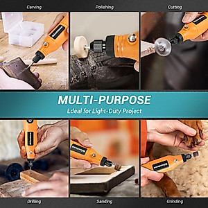 GINELSON Cordless Rotary Tool, 2000 mAh Battery Pack, 5-Speed and USB-C Charging Rotary Tool Kit with 70 Accessories, Multi-Purpose 3.7V Power Rotary Tool for Sanding, Polishing, Engraving, DIY Crafts