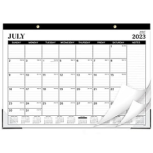 Desk Calendar 2023-2024 - 2023-2024 Desk Calendar, July 2023 - December 2024, 18 Monthly Desk/Wall Calendar 2-in-1,16.8" x 12", Thick Paper with Corner Protectors, Large Ruled Blocks - Classic Black