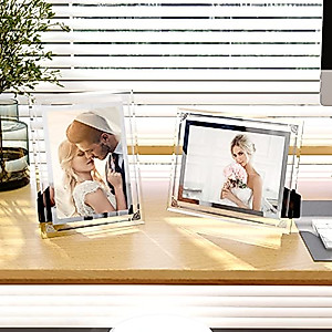 HORLIMER 5x7 Picture Frame Set of 2, Glass Photo Frame 5 by 7 for Tabletop, Horizontally or Vertically