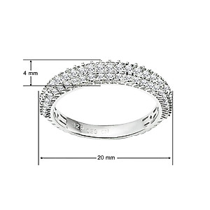 SOLIDSILVER- Sterling Silver Crystal Clear CZ Cluster Eternity Band Ring | Sizes 7