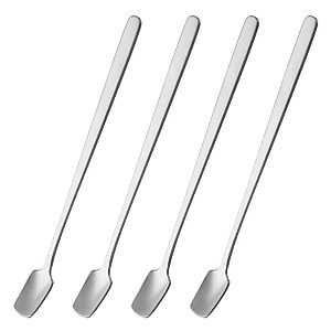 uxcell 4pcs Square Espresso Spoons 6.9 Inches 18/8 Stainless Steel Small Square Coffee Spoon Long Handle Tea Spoons for Tea Coffee Stirring Dessert Ice Cream Sugar Cake, Silver Tone