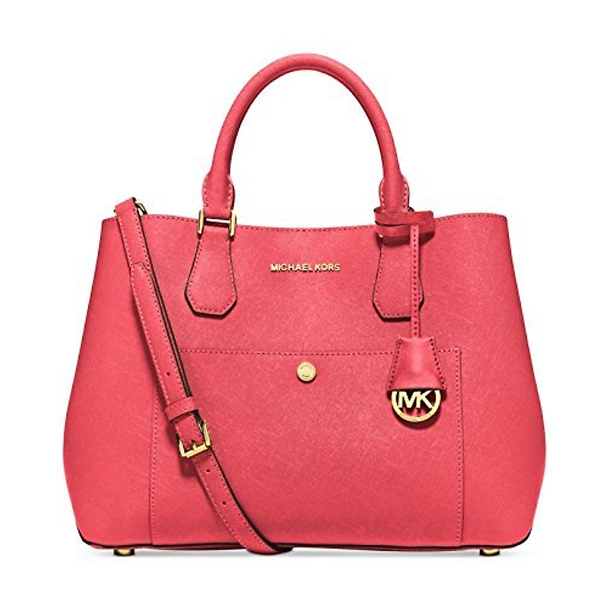 Michael Kors Watermelon Luggage Large Greenwich Leather Tote Grab Bag Purse