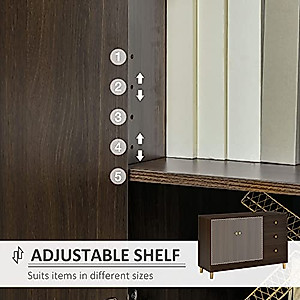 HOMCOM Modern Sideboard, Storage Cabinet, Accent Cupboard with 3 Drawers, Adjustable Shelf for Kitchen, Living Room, Brown