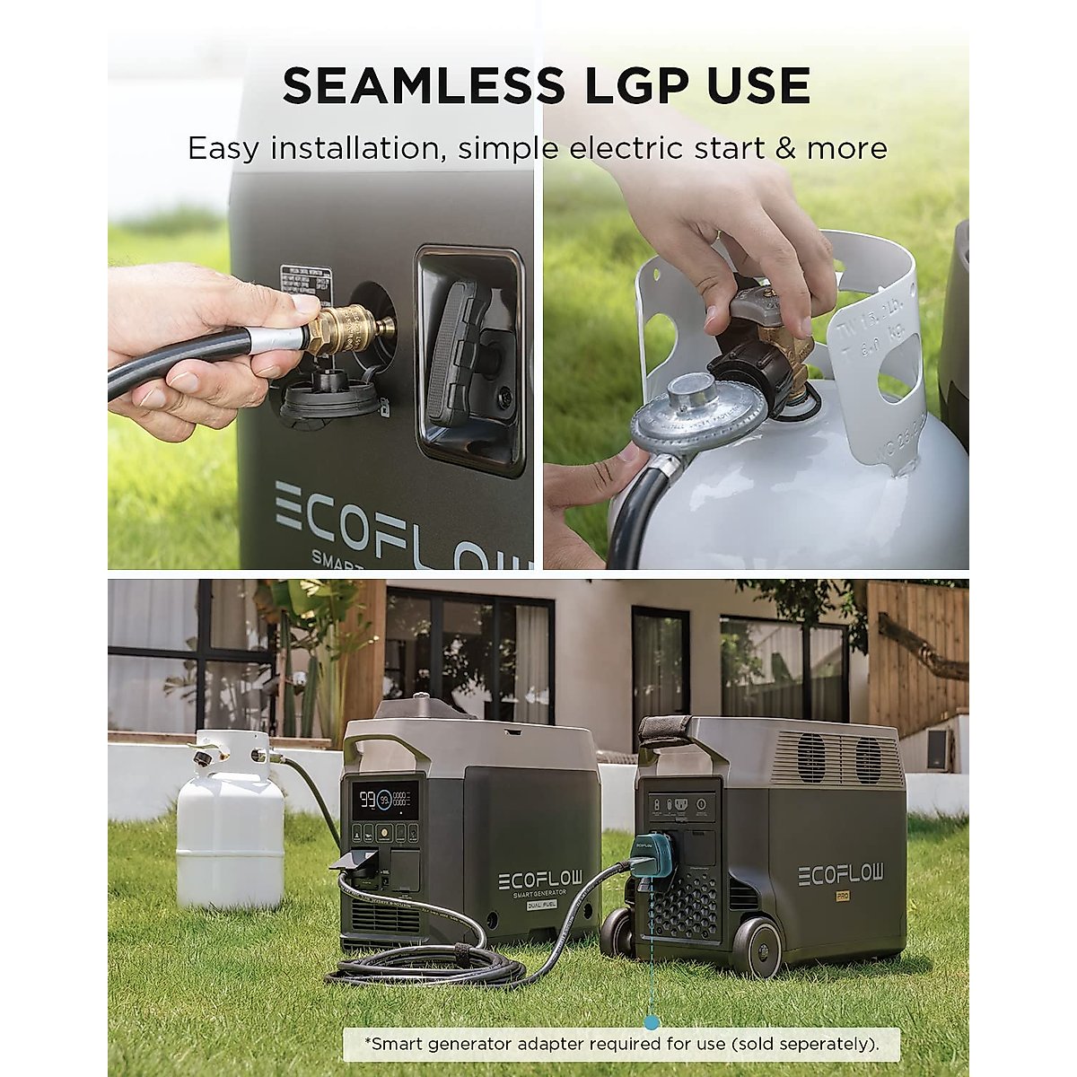 EF ECOFLOW 1800W Dual Fuel Smart Generator with Both LPG and Gas Powered Support, Smart Control, for Home Battery Backup, Emergency, Applicable for DELTA Pro/DELTA Max/DELTA 2/DELTA 2 Max
