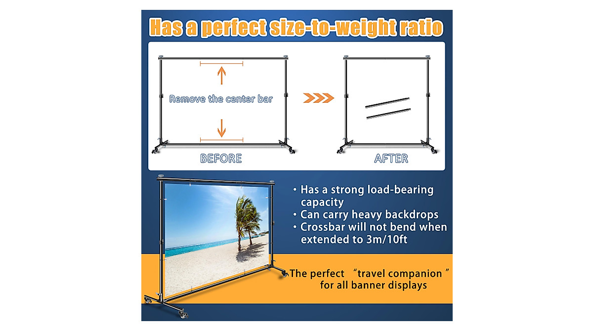Heavy-Duty 10x7ft Backdrop Stand with Wheels for Photography & Events