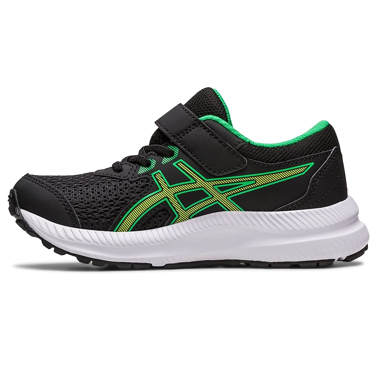 ASICS Kid's Contend 8 Pre-School Running Shoes, 2, Black/Lime Zest