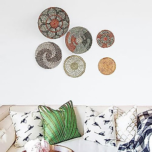 EFLAL Woven Wall Basket Decoration, Woven Basket Rattan Wall Decoration, Bohemian Style Wall Basket for Wall Decoration, Round Natural Handmade sea Grass Woven Basket