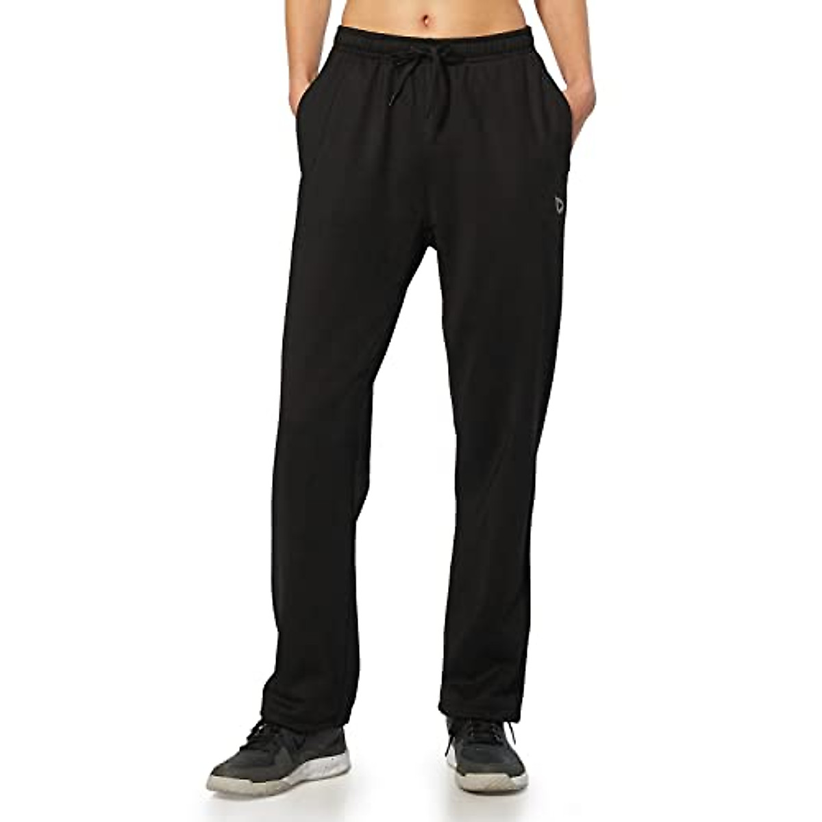 BALEAF Women's Fleece Pants Winter Running Gear with Zipper Pockets Athletic Joggers Adjustable Ankle Track Pants Black Size M
