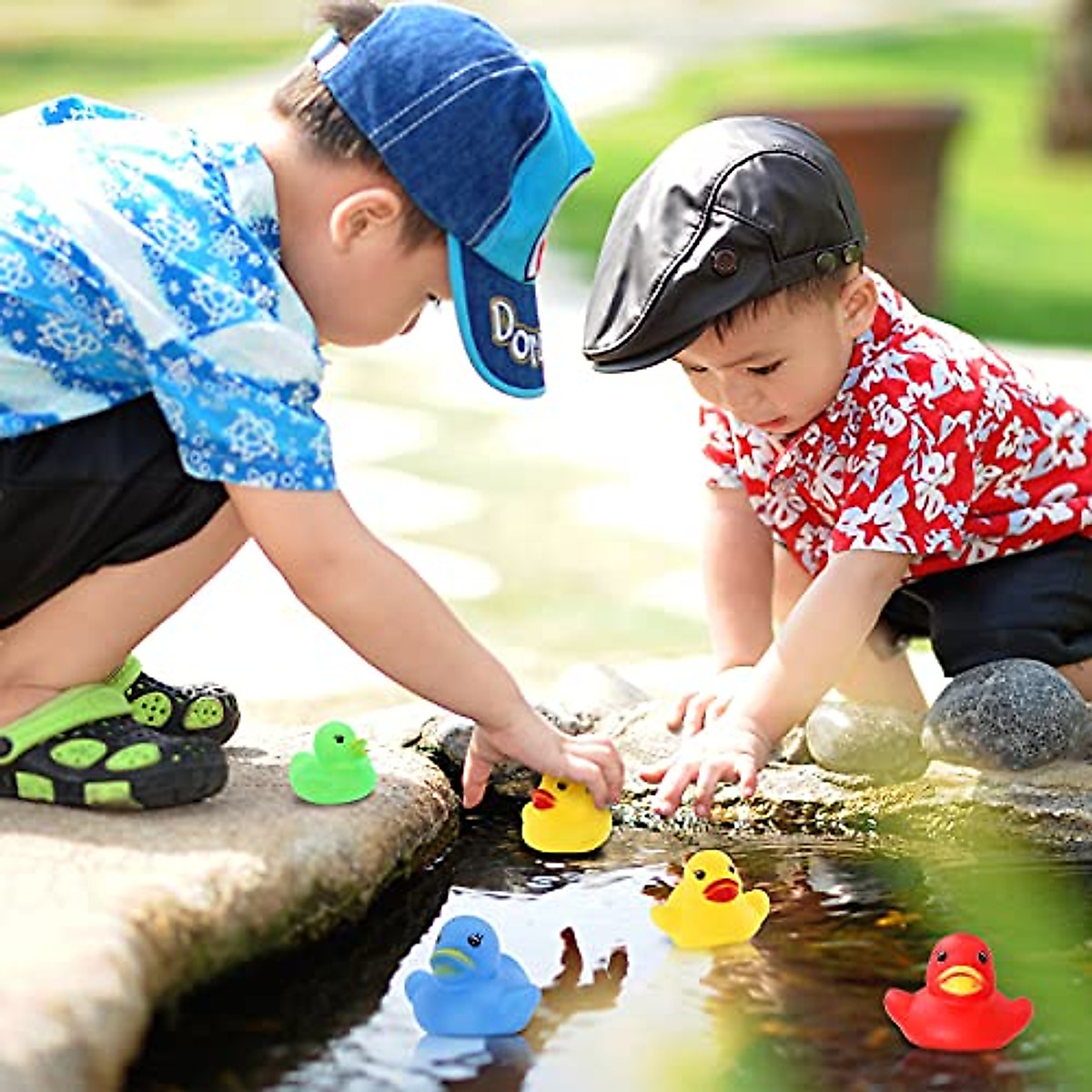 50 Pack Multicolor Mini Rubber Ducky Float Ducks Baby Bath Toy, Great for Jeep Ducking, Shower, Birthday Party, Carnival Game Gift(1.6"x 1.5" x 1.2". 6 Colors)