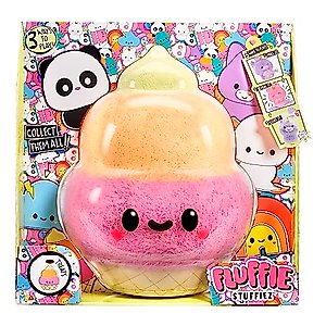 Fluffie Stuffiez Ice Cream Large Collectible Feature Plush 11" - Surprise Reveal Unboxing with Huggable ASMR Fidget DIY Fur Pulling, Ultra Soft Fluff