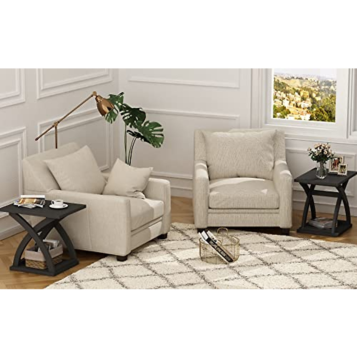 ChooChoo End Side Table, Modern End Table with Storage Shelf, X-Design Side Table Living Room (Black)…