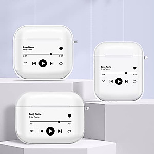 for AirPods 2nd 1st Generation Case Cover Clear Cool Kawaii Music Player Design for Women Men Cute Soft Crystal TPU AirPods Charging Case with Carabiner Full Body Protection Cover for Apple AirPod 2&1