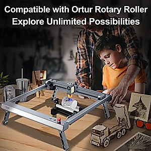 ORTUR Laser Master 3 with Foldable Feet Laser Cutter, 10W Output Power 0.05 * 0.1mm Compressed Spot Laser Engraver, Laser Engraving Machine for Wood and Metal, APP Control (with Air Assist Nozzle)