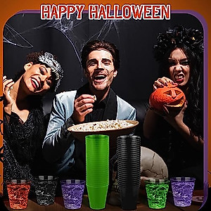 Sunnyray Halloween Plastic Shot Glasses Bulk 2 oz Clear Hard Plastic Disposable Cups Colorful Small Tasting Cups Disposable for Wine Whiskey Food Halloween Party Drinking Supplies (Classic,100 Pcs)