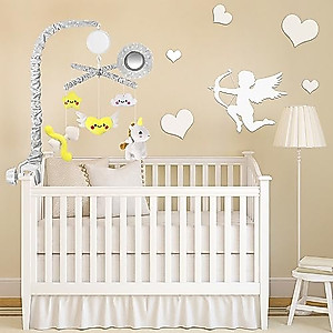 SHIDEER Baby Mobile for Crib, Baby Crib Mobile with Mirror, Nursery Mobiles with 3 Modes Musical Box, Volume & Songs Control,36 Lullabies,Hanging Rotating Crib Toys for Boys Girls (Cute Heart Theme)
