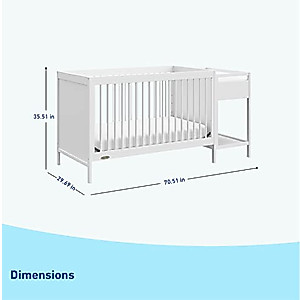 Graco Fable Convertible  Crib & Changer with Premium Foam Crib and Toddler Mattress - White