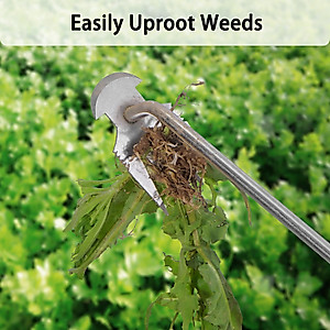 Weed Puller Tool, Uprooting Weeding Tools Gardening with 4 Teeth, Ergonomic Rubber Handle Manual Weeder Multifunctional Hand Weed Puller Tool for Yard, Farm, Garden Weeding and Planting