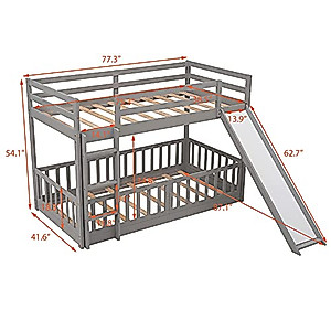 Merax Low Bunk Beds with Slide and Ladder
