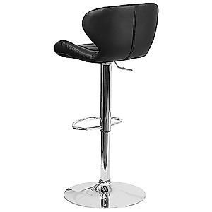 Flash Furniture Contemporary Black Vinyl Adjustable Height Barstool with Curved Back and Chrome Base