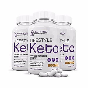 (3 Pack) Lifestyle Keto Pills 800MG Includes Patented goBHB® Exogenous Ketones Advanced Ketosis Support for Men Women 180 Capsules