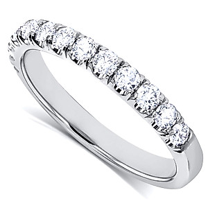 Kobelli Flame French Pave Lab Grown Diamond Comfort Fit Womens Wedding Band 1/2 CTW 14k White Gold (DEF/VS), 8.5
