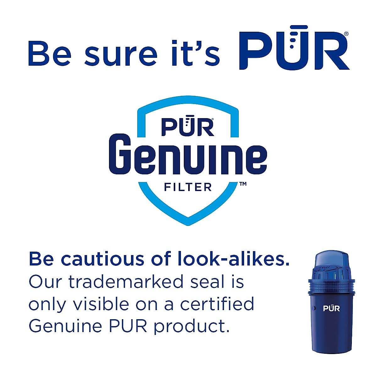 PUR 30-Cup Water Filter Dispenser with 1 Genuine PUR Filter, Large 30-Cup Capacity, 2-in-1 Powerful Filtration, BPA Free, Dishwasher Safe, White/Blue (DS1800Z)