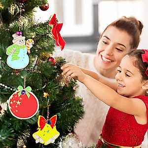 OurWarm 48pcs Wooden Christmas Ornaments Crafts for Kids, Unfinished Wood Slices Ornaments, DIY Crafts Christmas Ornaments Set for Christmas Tree Ornaments