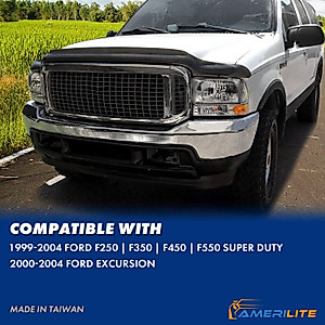 AmeriLite OE Chrome Replacement Headlights 4pcs Set w/Socket Bulb for 1999-04 Ford Excursion/Super Duty F250 F350 F450 F550 Truck - Passenger and Driver Side