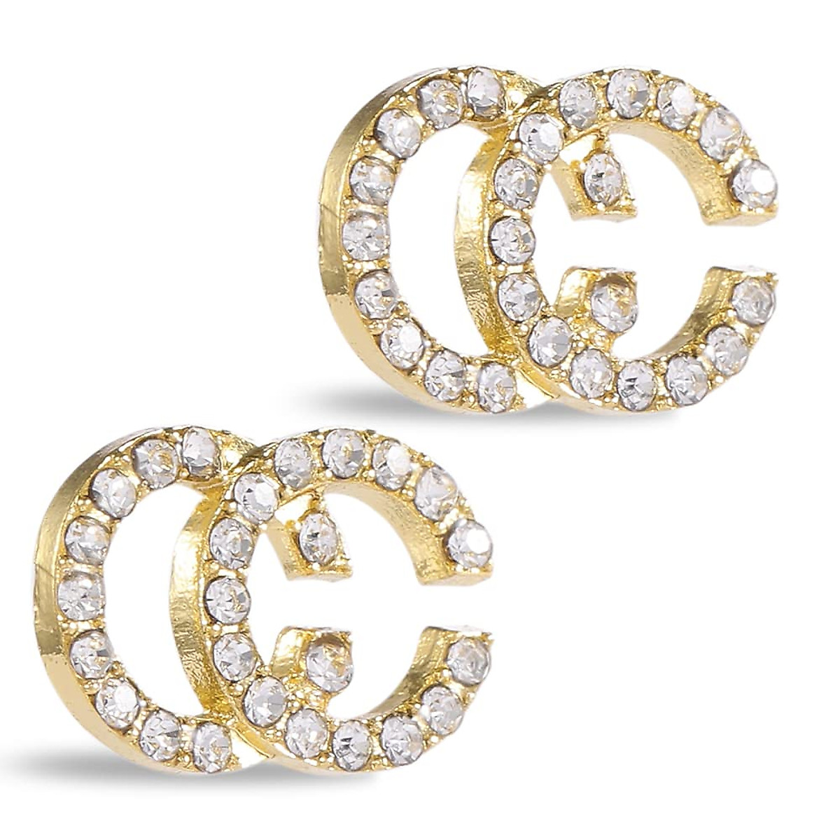 AYUKI C Stud Earrings for Women - C C Earrings , Gift for Birthday, Thanksgiving, Mother's Day, Casual or Daily Wear (C18KGOLD)