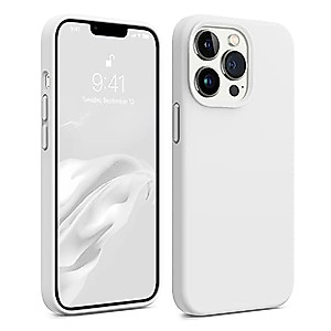 AOTESIER Shockproof Designed for iPhone 13 Pro Case, Liquid Silicone Phone Case with [Soft Anti-Scratch Microfiber Lining] Drop Protection 6.1 inch Slim Thin Cover（White）